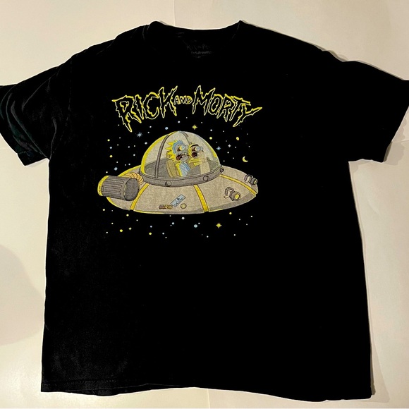 Shirts | Rick And Morty Shirt Ufo Spaceship Sz Xl Black Adult Swim ...